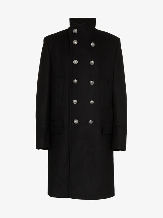 Balmain BALMAIN Double Breasted Wool Cashmere-Blend Military Coat XL ...