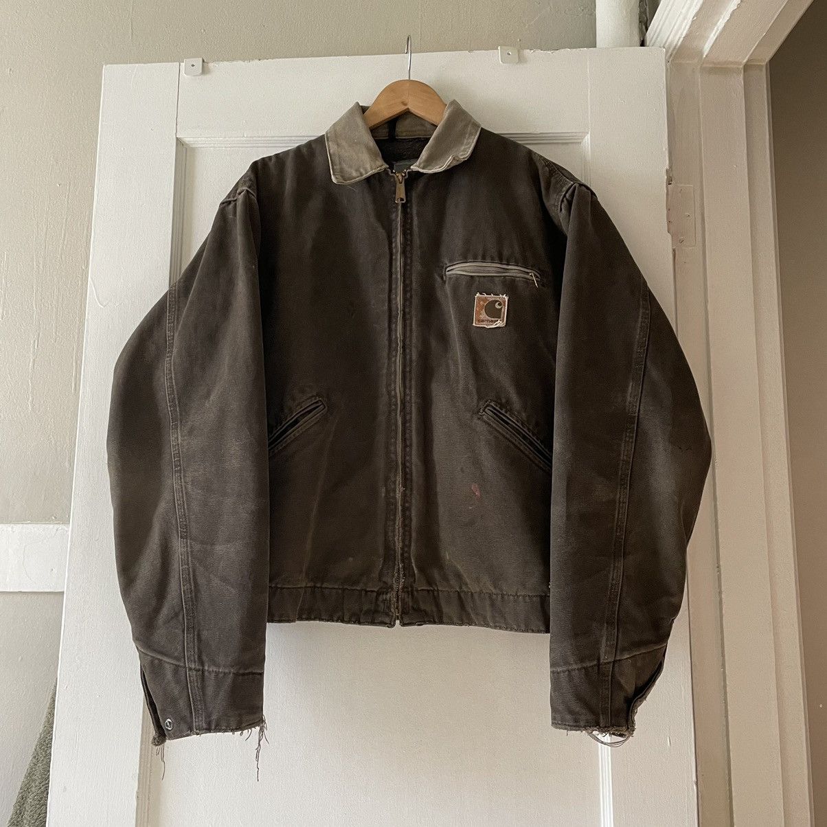 Carhartt × Vintage Vintage Carhartt Detroit Jacket Mocha Brown Faded J ...