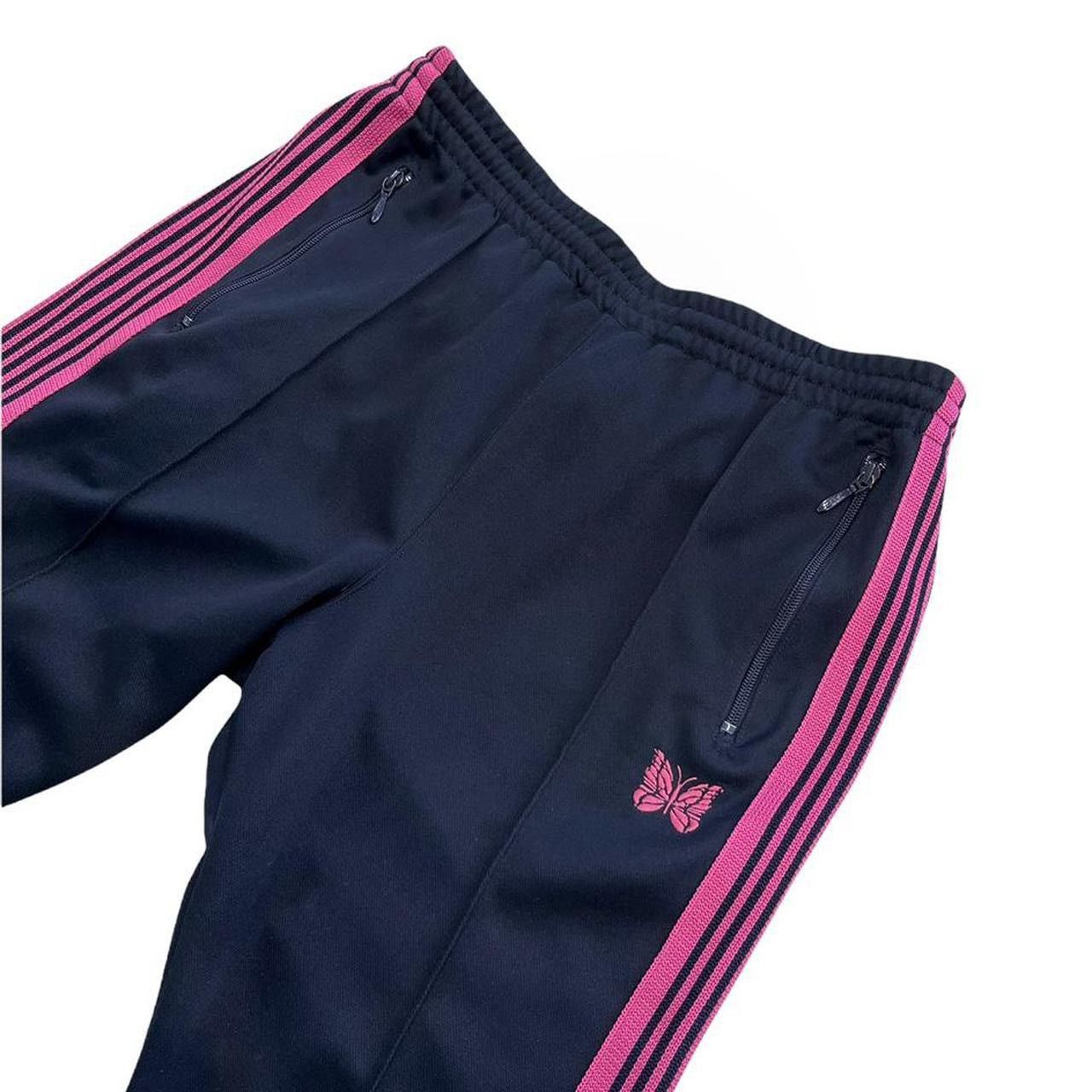 Needles Needles Nepenthes black and pink track pants | Grailed