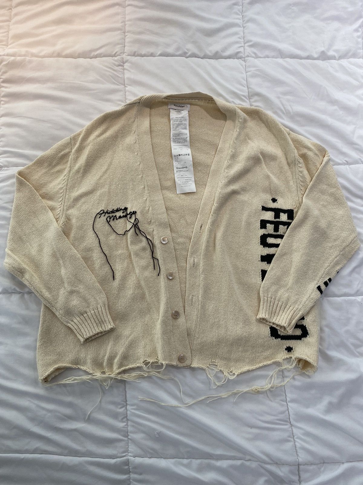 Doublet Doublet Ivory Hidden Message Cardigan | Grailed