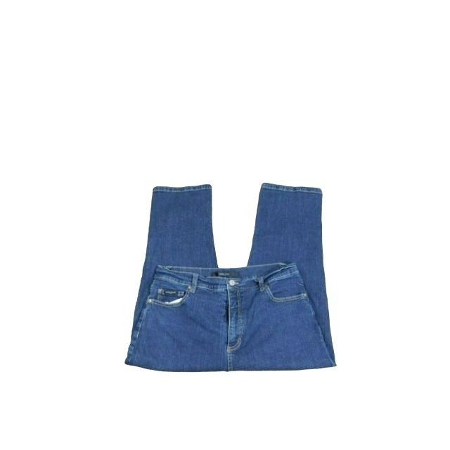 Simon Chang Simon Chang Size 12 Cropped Dark Wash STRETCH Denim Jeans ...