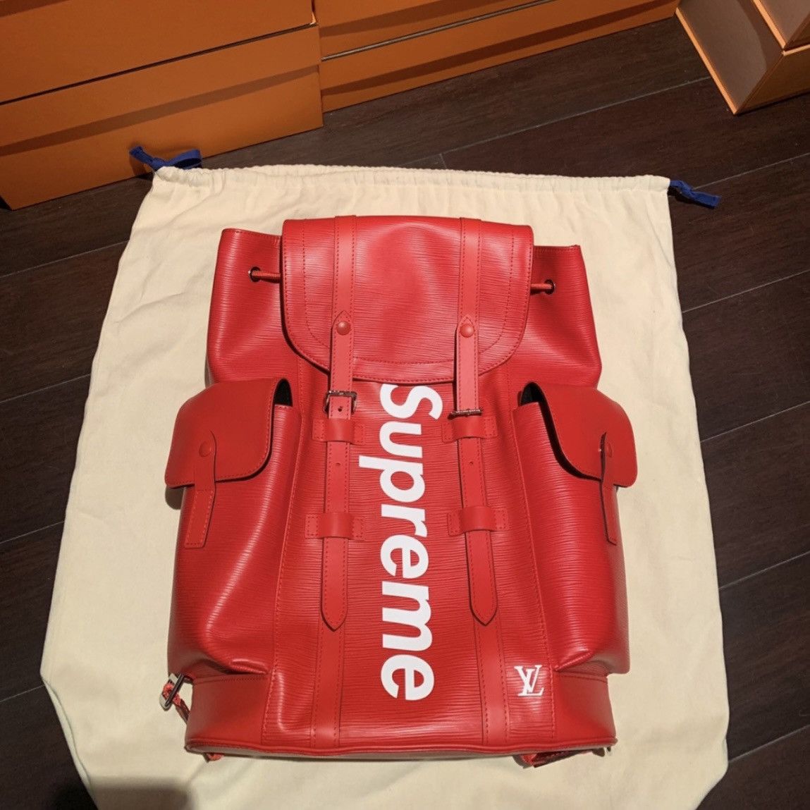 Louis Vuitton LOUIS VUITTON SUPREME BACKPACK CHRISTOPHER PM BAG EPI RED ...
