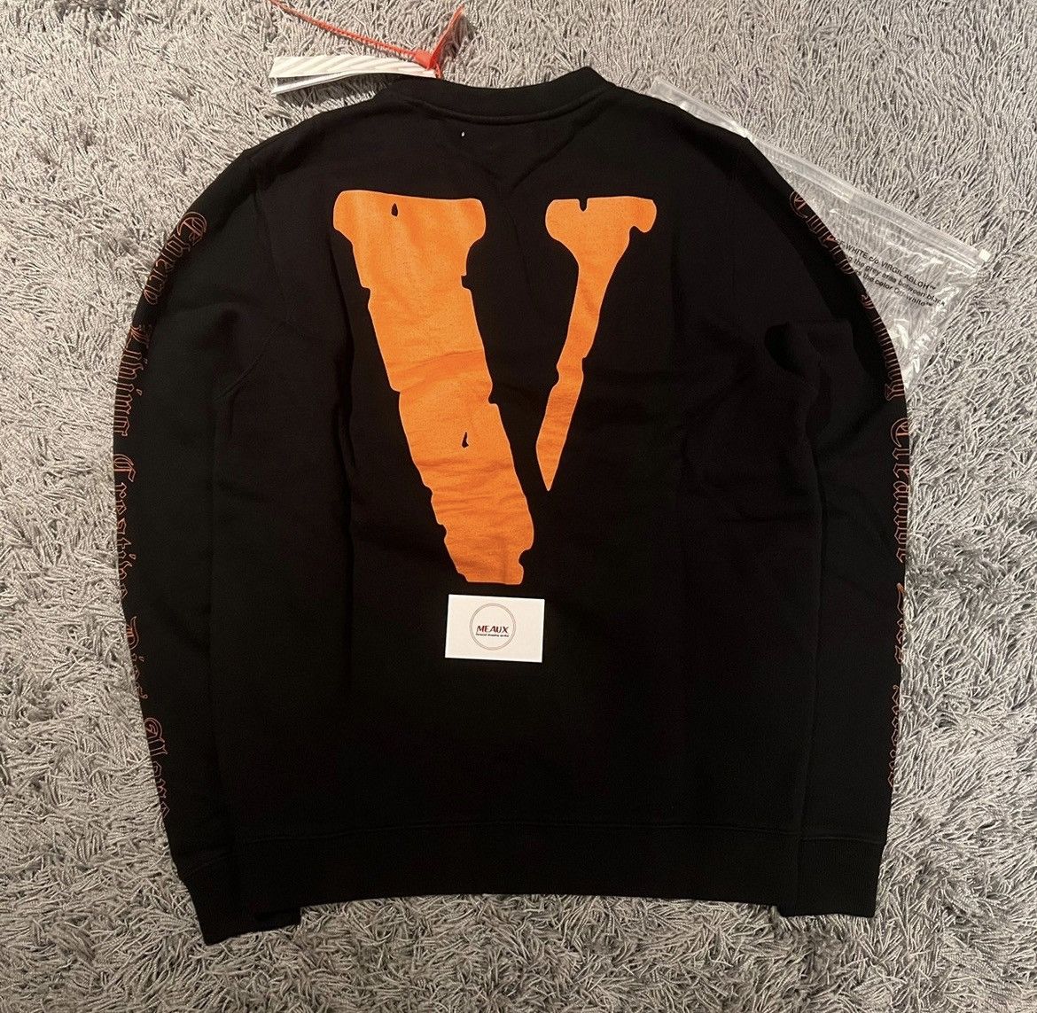 Off-White × Vlone OFF-WHITE X VLONE V-Lone crewneck black BNWT XXL V JACKER | Grailed