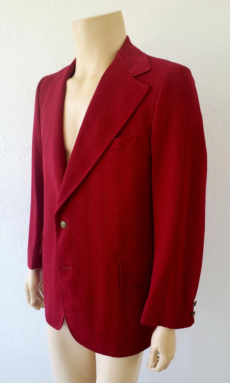 Vintage men's vintage blazer 40R 1970s dark red polyester mod | Grailed