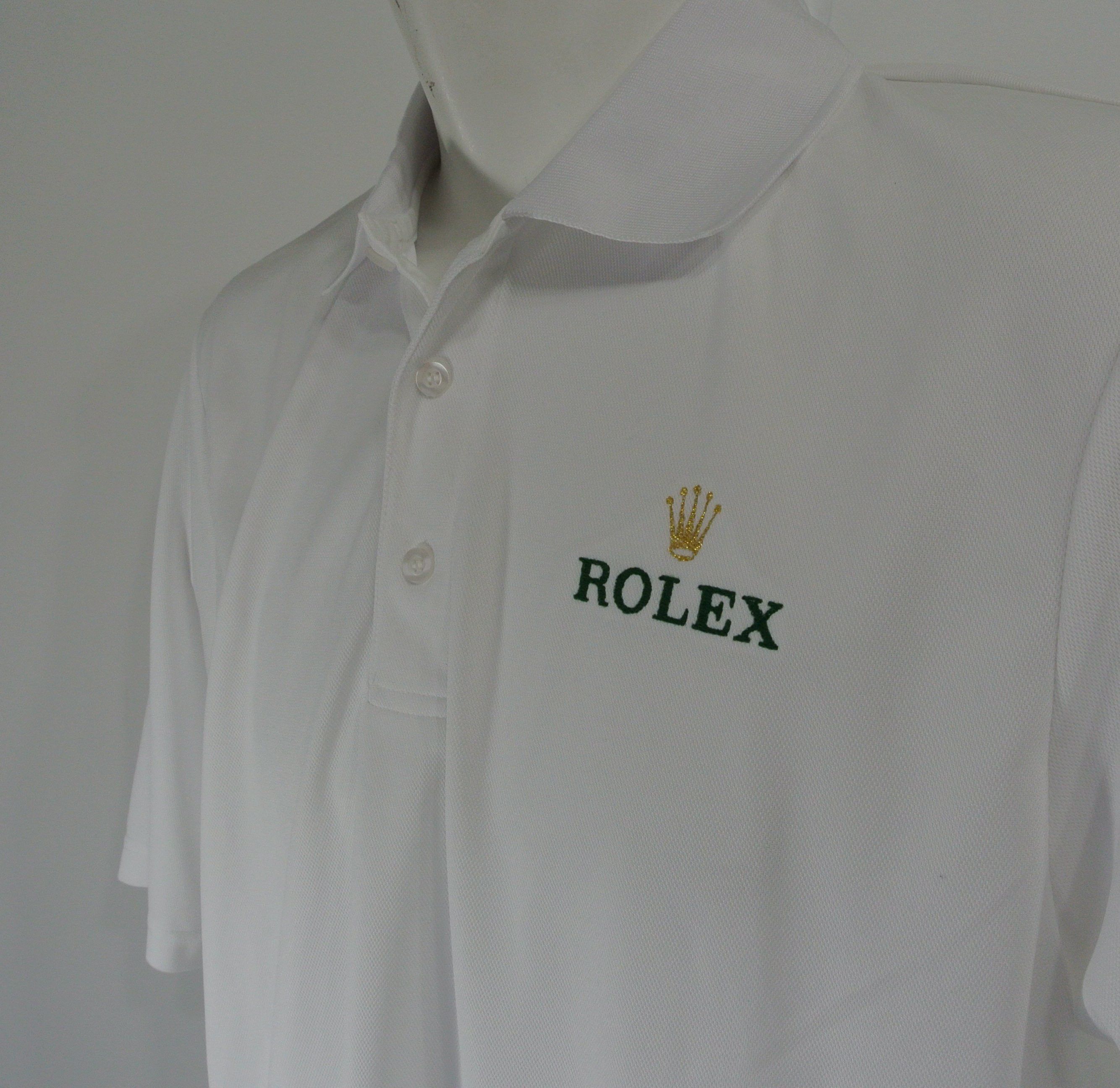 Rolex ROLEX Logo White Polo Shirt with Gold Metallic Crown | Grailed