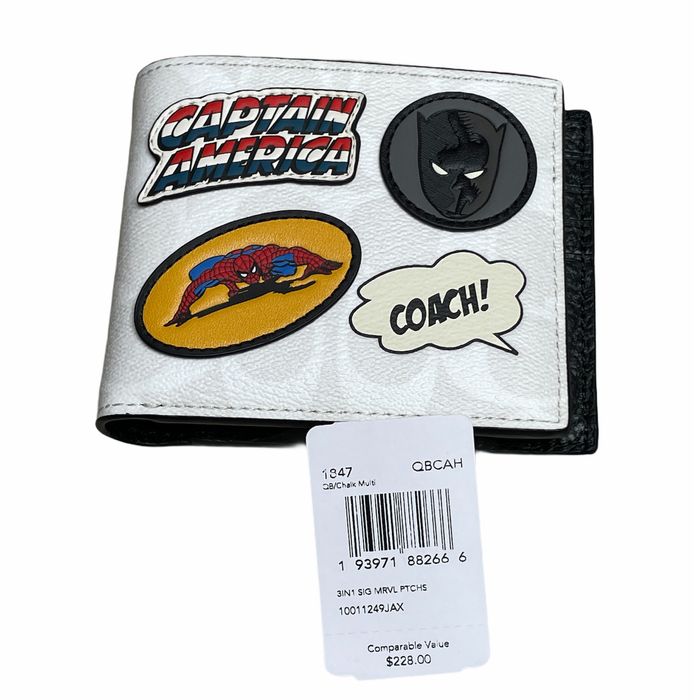 Coach Coach Marvel 3 in 1 Wallet with Patches in Signature Canvas | Grailed