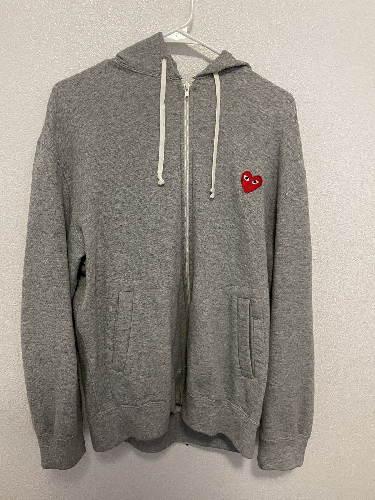 Comme des Garcons PLAY × Japanese Brand CDG Play Grey Zip-Up | Grailed