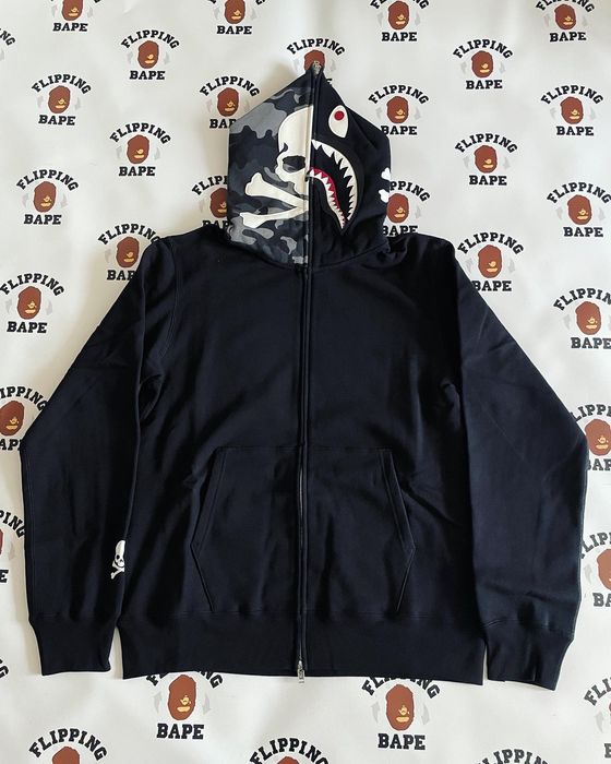 Bape BAPE X MASTERMIND JAPAN CAMO HOOD SHARK FULL ZIP HOODIE | Grailed