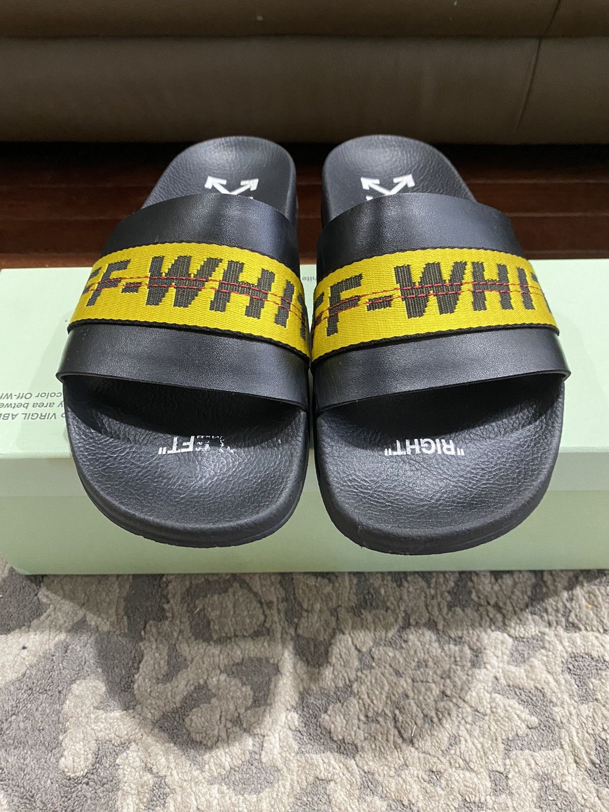 Off-White Black and yellow off white slides | Grailed