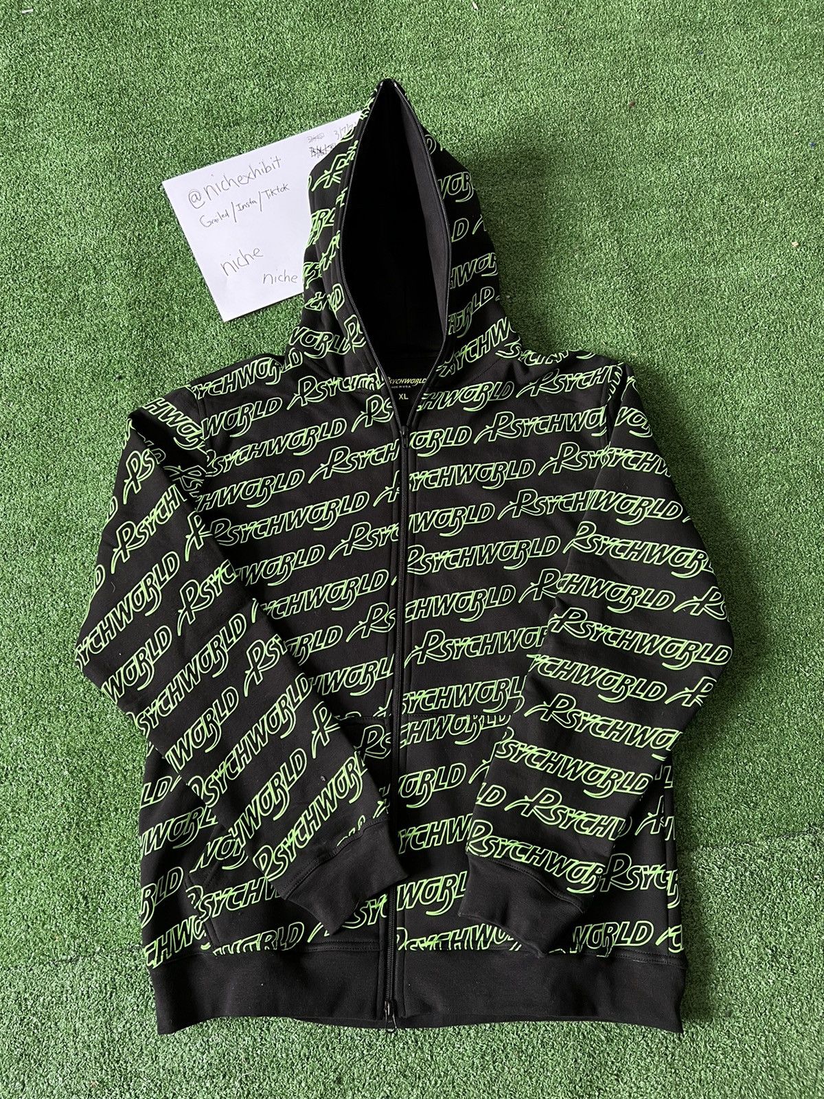 Psychworld Psychworld All Over Logo Full Zip Hoodie | Grailed