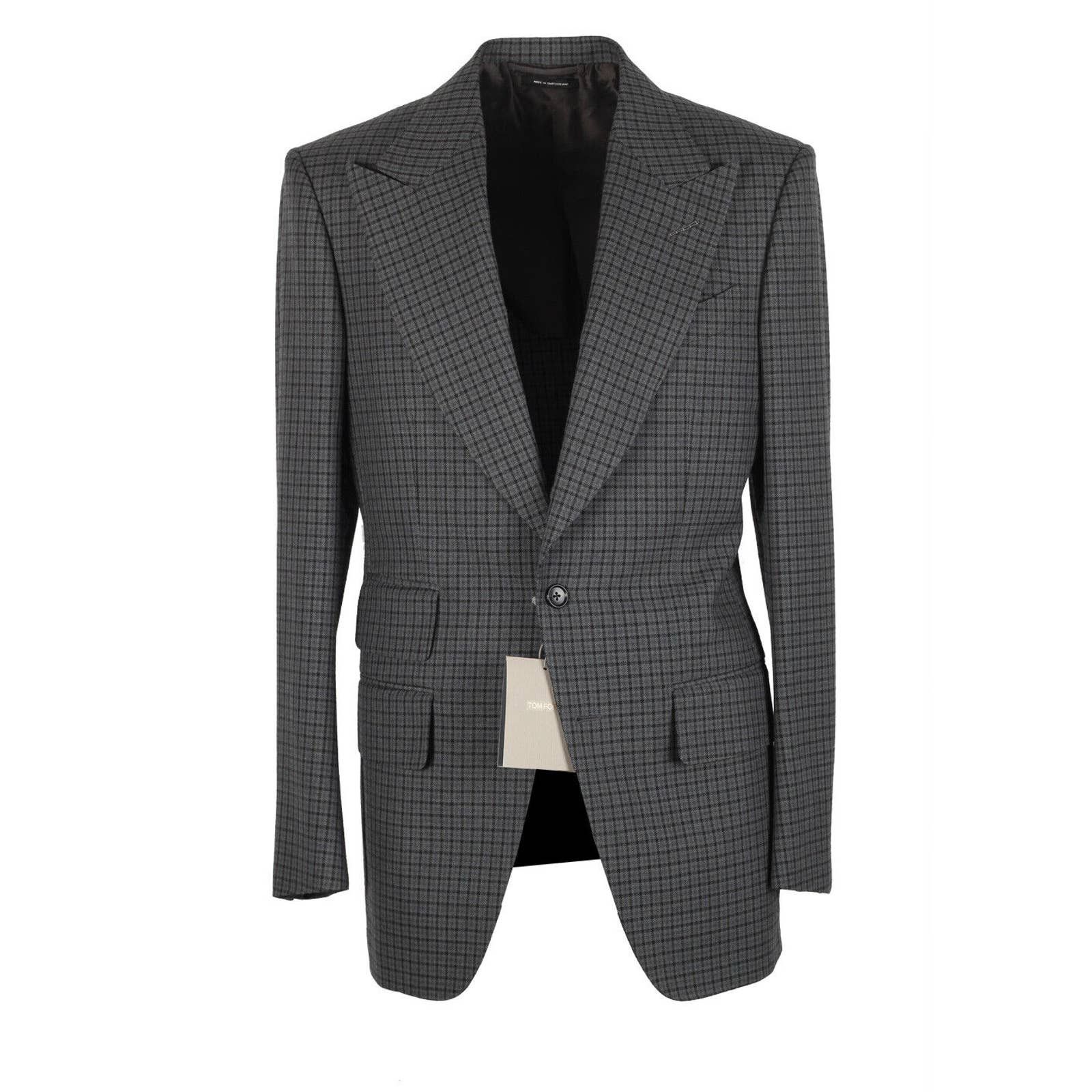 Tom Ford New TOM FORD Atticus Gray Checked Suit Size 46 / 36R U.S ...