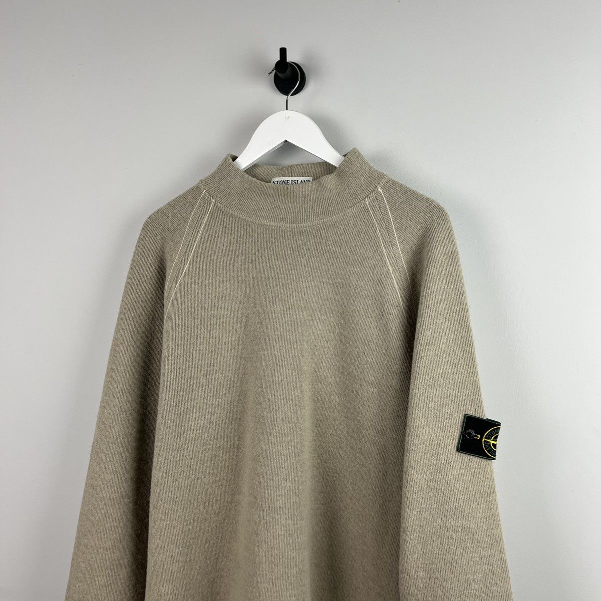 Stone Island Vintage 90’s Stone Island Green Edge Mock Neck Knit | Grailed