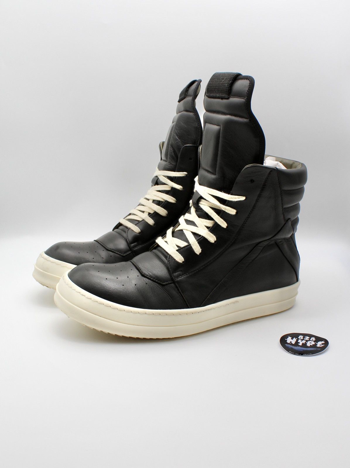 Rick Owens F/W19 Black Leather Geobaskets | Grailed