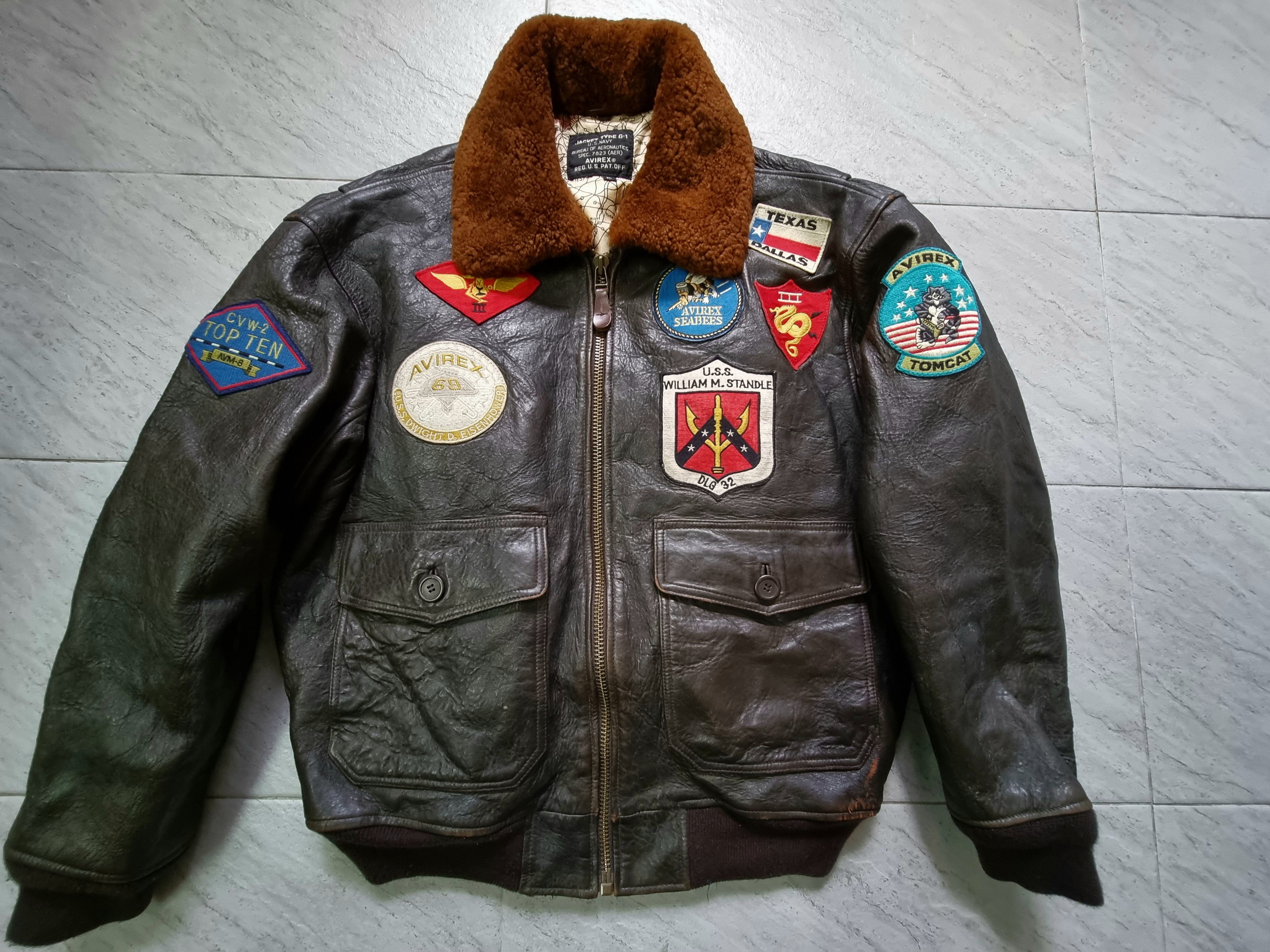 Avirex × Genuine Leather AVIREX TOP GUN LEATHER G-1 Jacket Rare schott ...