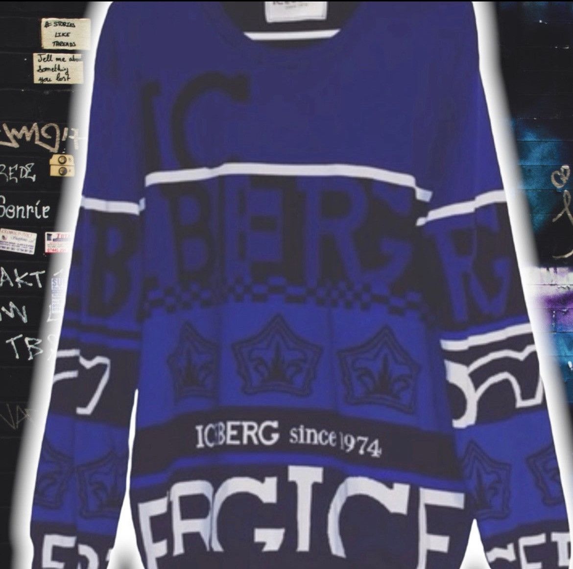 Iceberg CeBeRG 🧊 iNSTiTuTioNaL loGo KNiT🧶 SweaTeR | Grailed