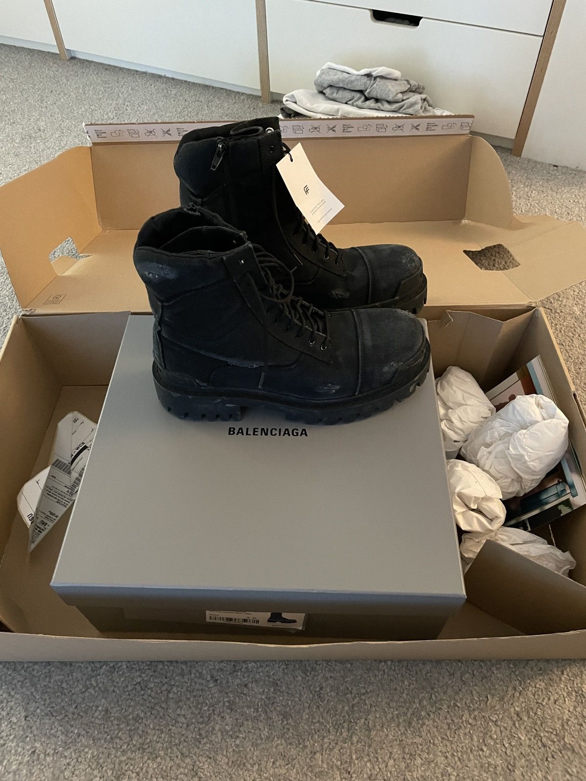 Balenciaga Size 42 Balenciaga Distressed Canvas Strike Boot | Grailed