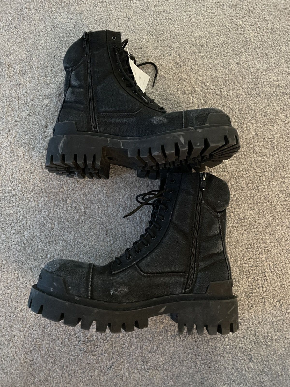 Balenciaga Size 42 Balenciaga Distressed Canvas Strike Boot | Grailed