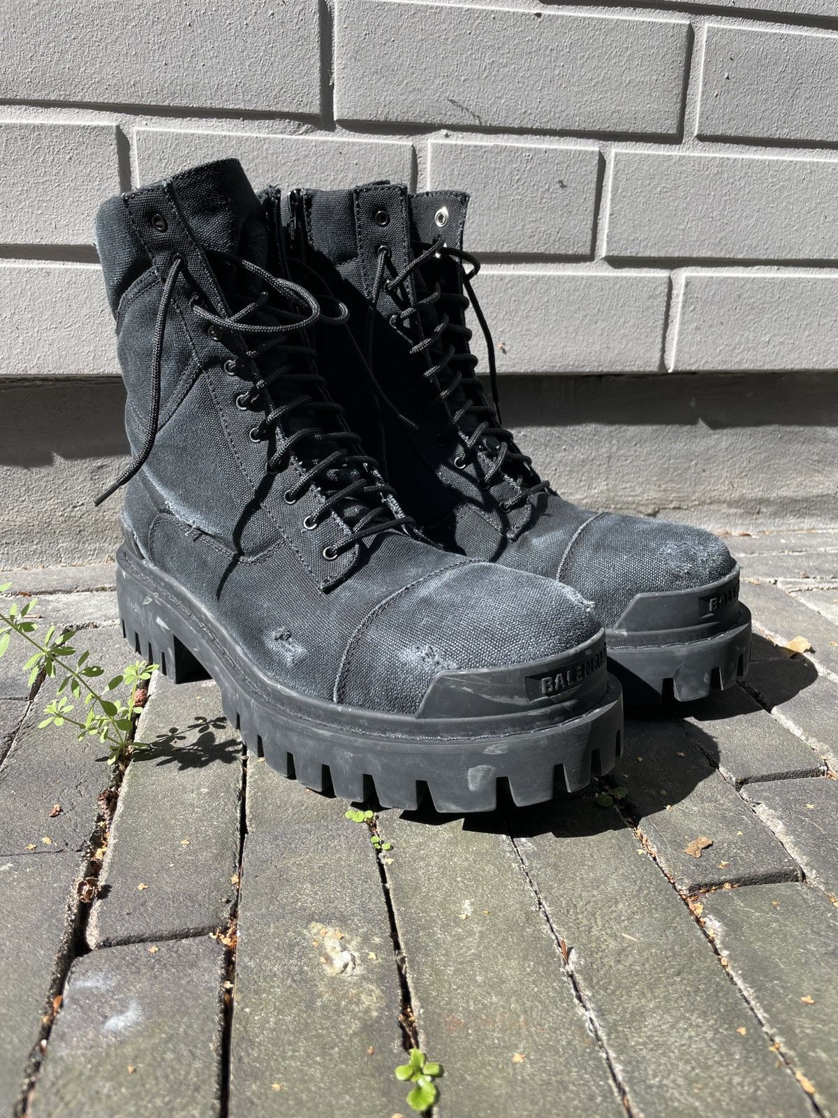 Balenciaga Size 42 Balenciaga Distressed Canvas Strike Boot | Grailed