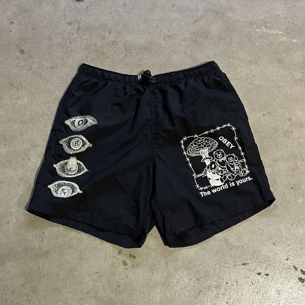 Obey OBEY X SHEPARD FAIREY Easy No Time Nylon Graphic Shorts | Grailed