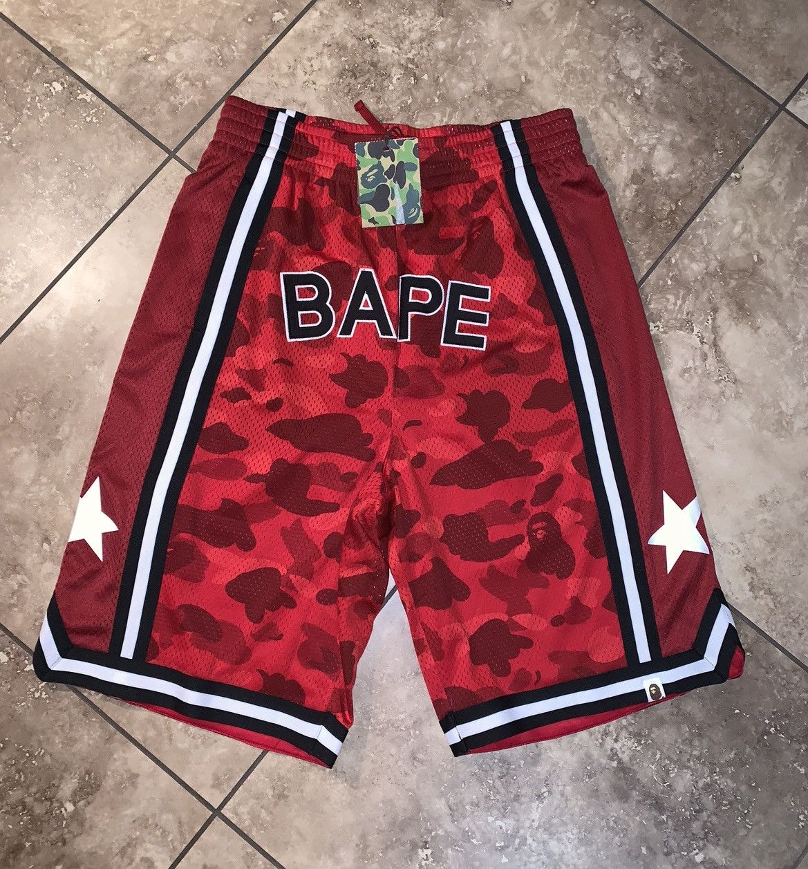 Bape Bape Color Camo Wide Basketball Shorts Red | Grailed