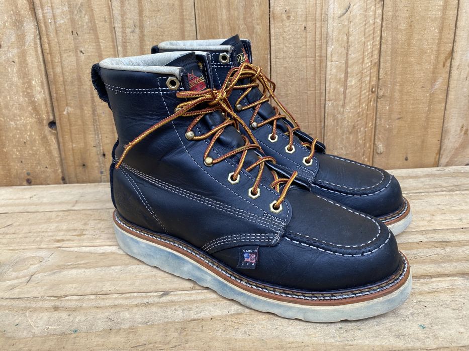 Thorogood Thorogood 6" Moc Toe Wedge Lace-Up Work Boots Black 814-4200 ...