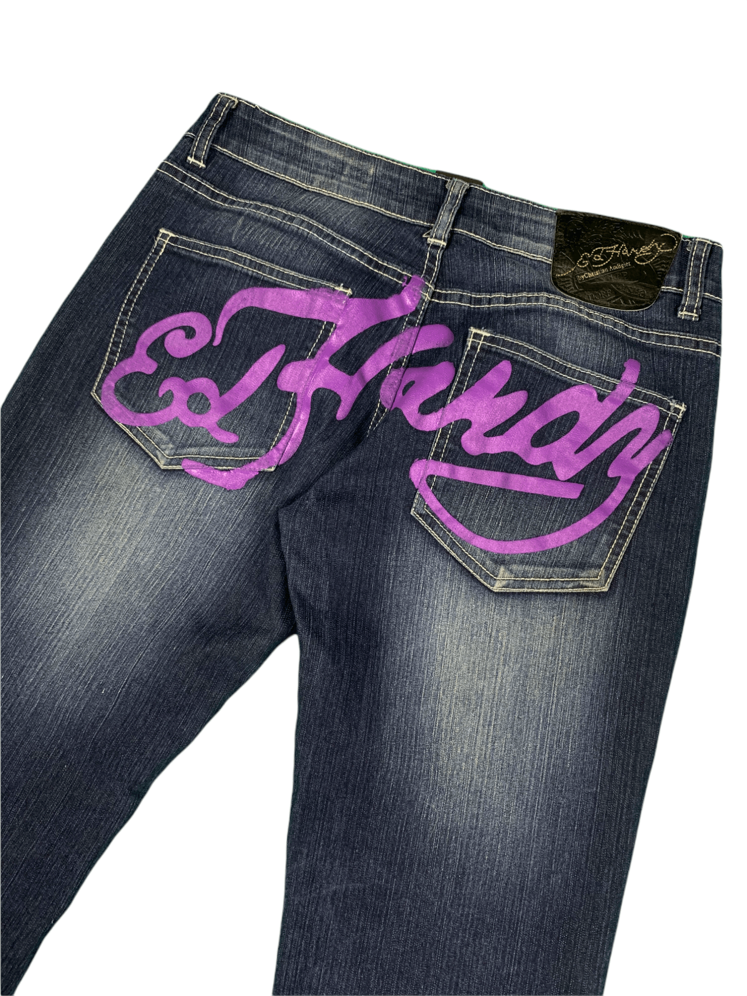 Christian Audigier Ed Hardy Drip Denim Jeans Big spellout | Grailed