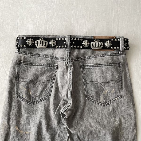 Leather Crown Buckle Studded Leather Belt BB Simon Style Japan Brand ...