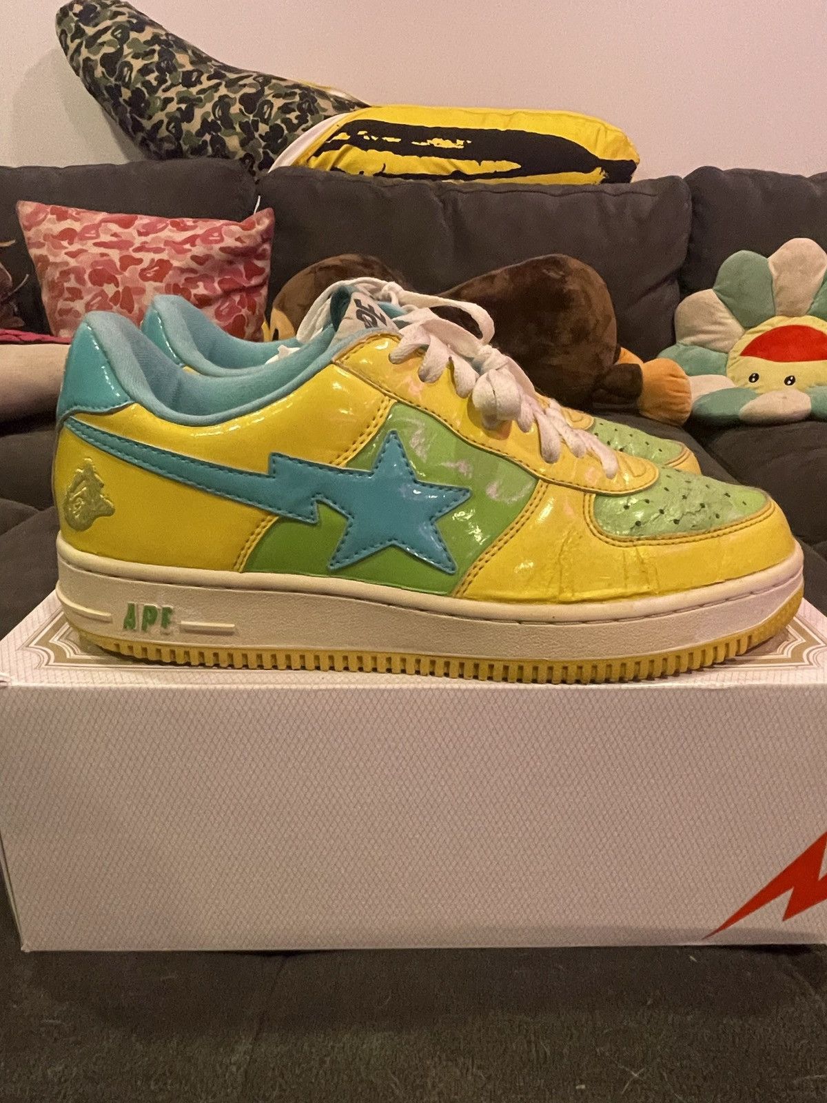 Bape Yellow Green Bapesta | Grailed