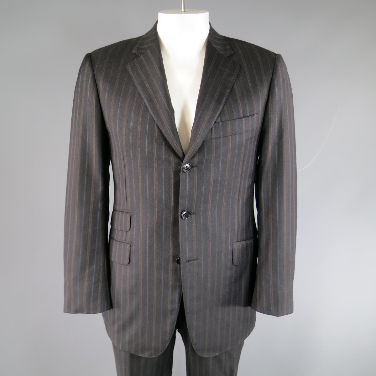 Pal Zileri Regular Charcoal Striped Wool 3 Button Notch Lapel Suit ...