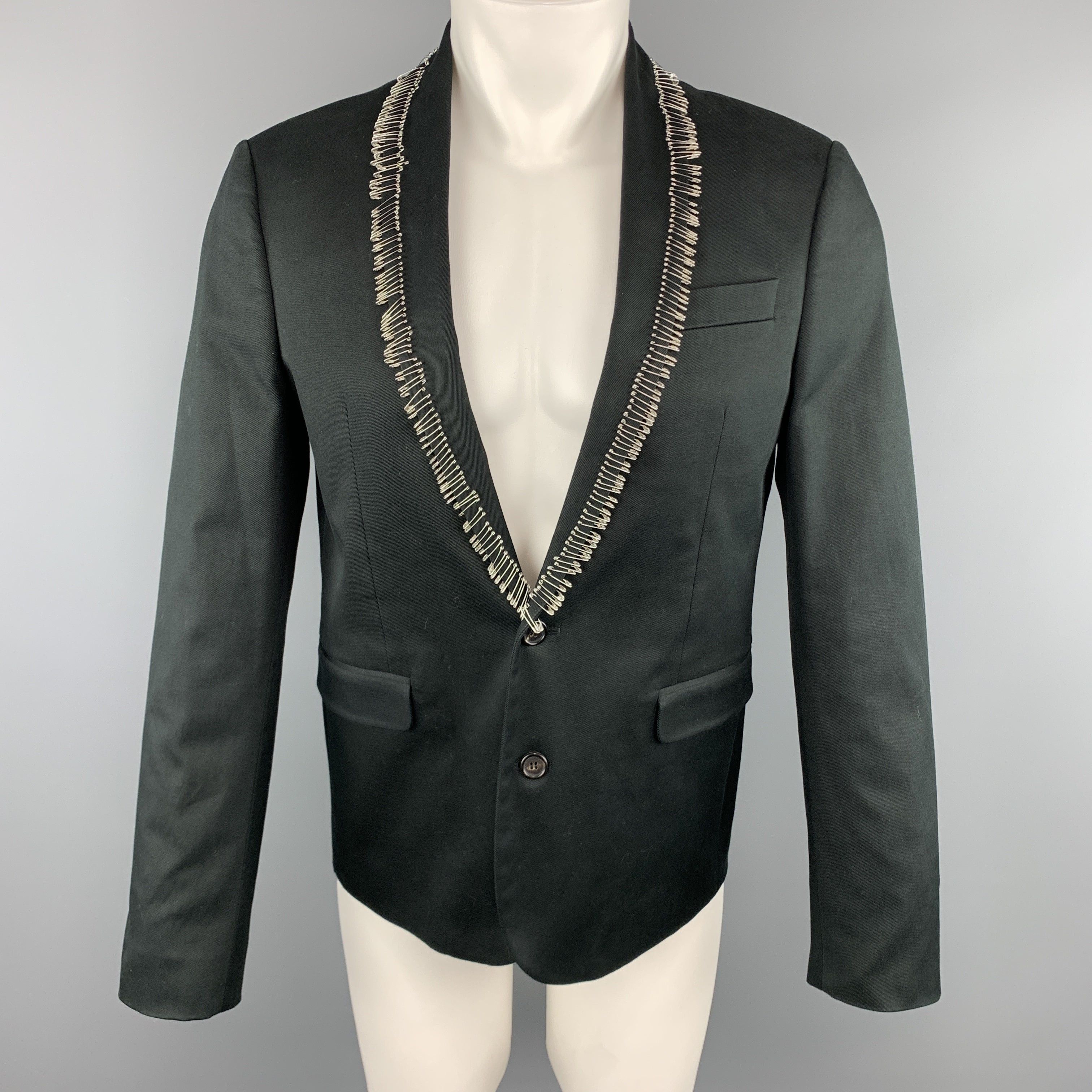 Dsquared2 Black Cotton Elastane Shawl Collar Safety Pin Sport Coat ...