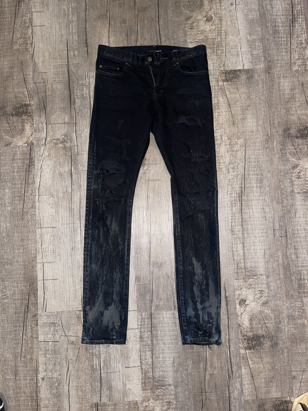 Hedi Slimane × Saint Laurent Paris FW14 Oil Stain Bleached Big Crash ...