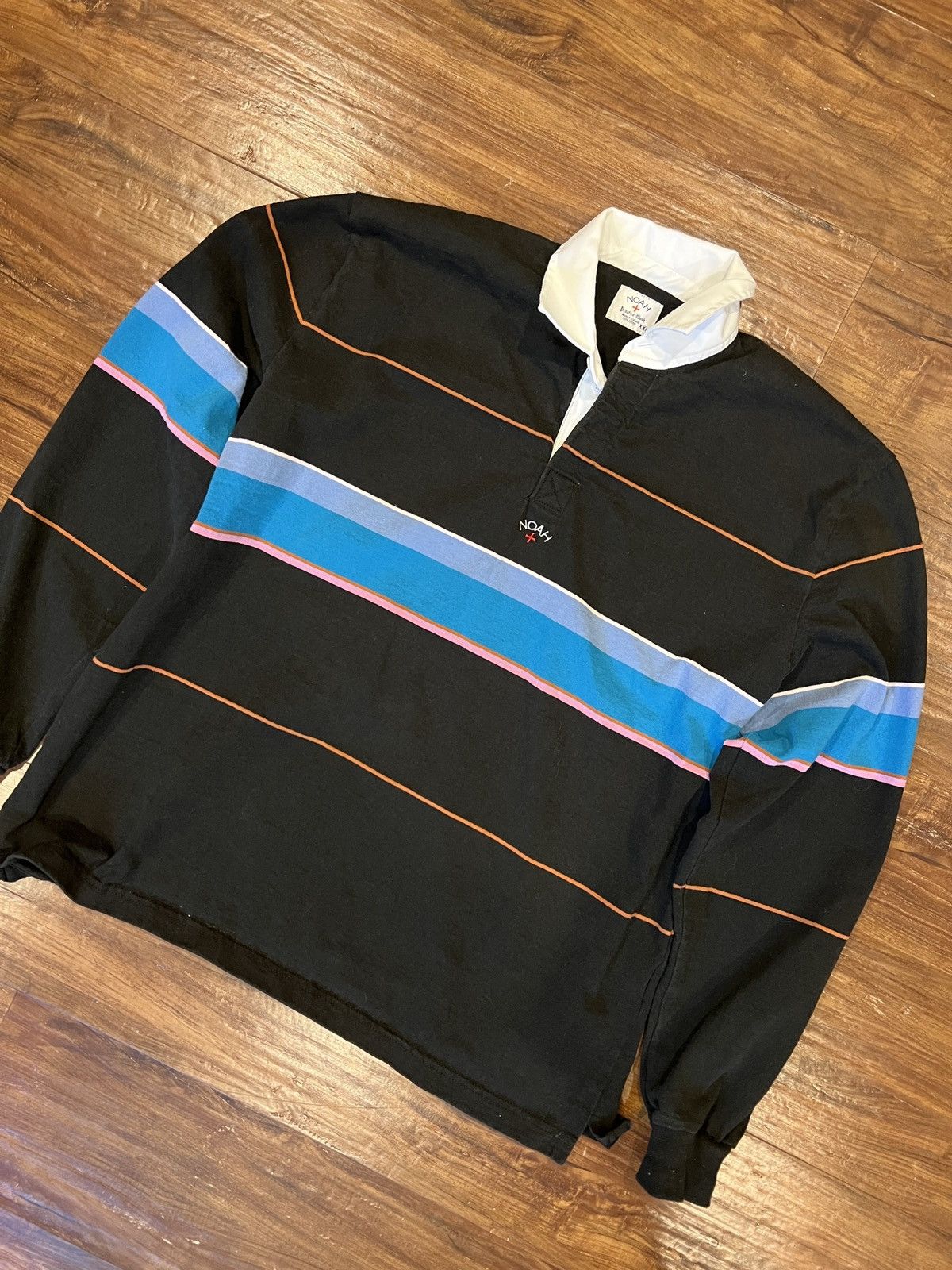 Vintage Noah Small Embroidered Logo LS Polo ‘Black’ | Grailed