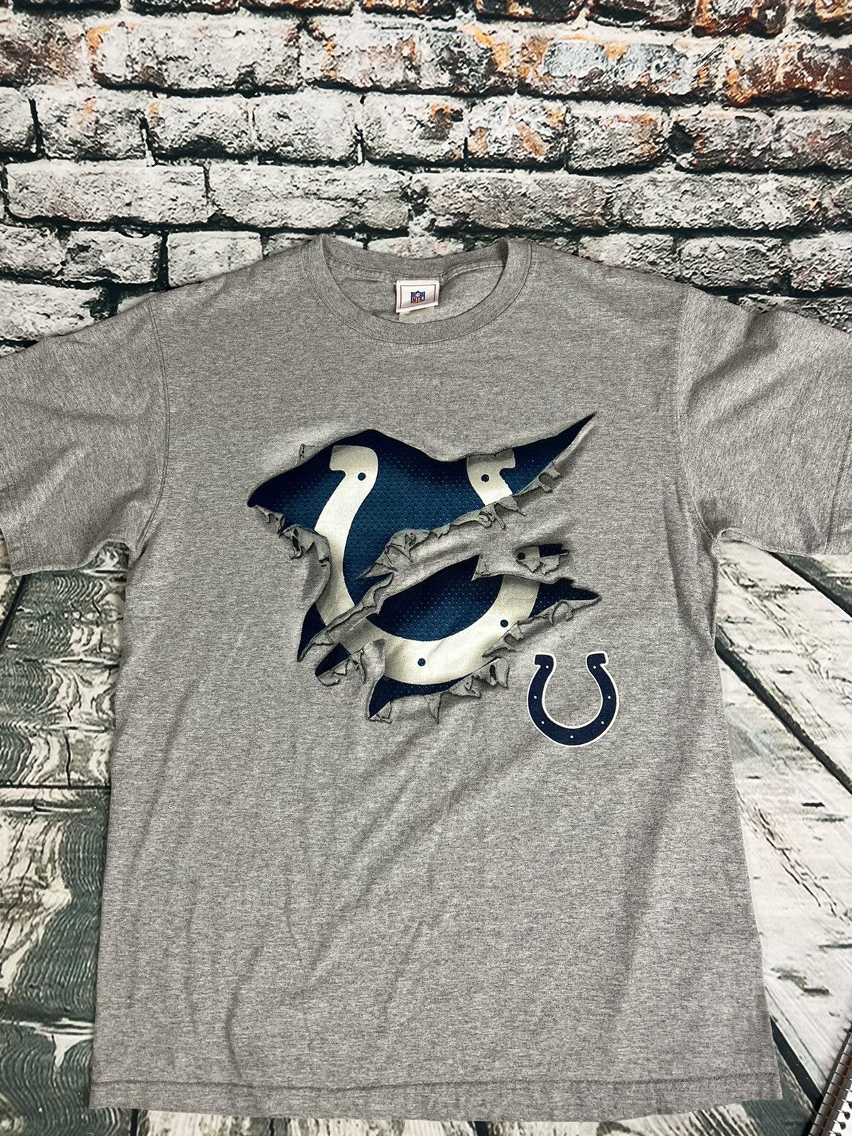 NFL × Vintage Vtg Indianapolis Colts NFL Graphic Gray Shirt L | Grailed