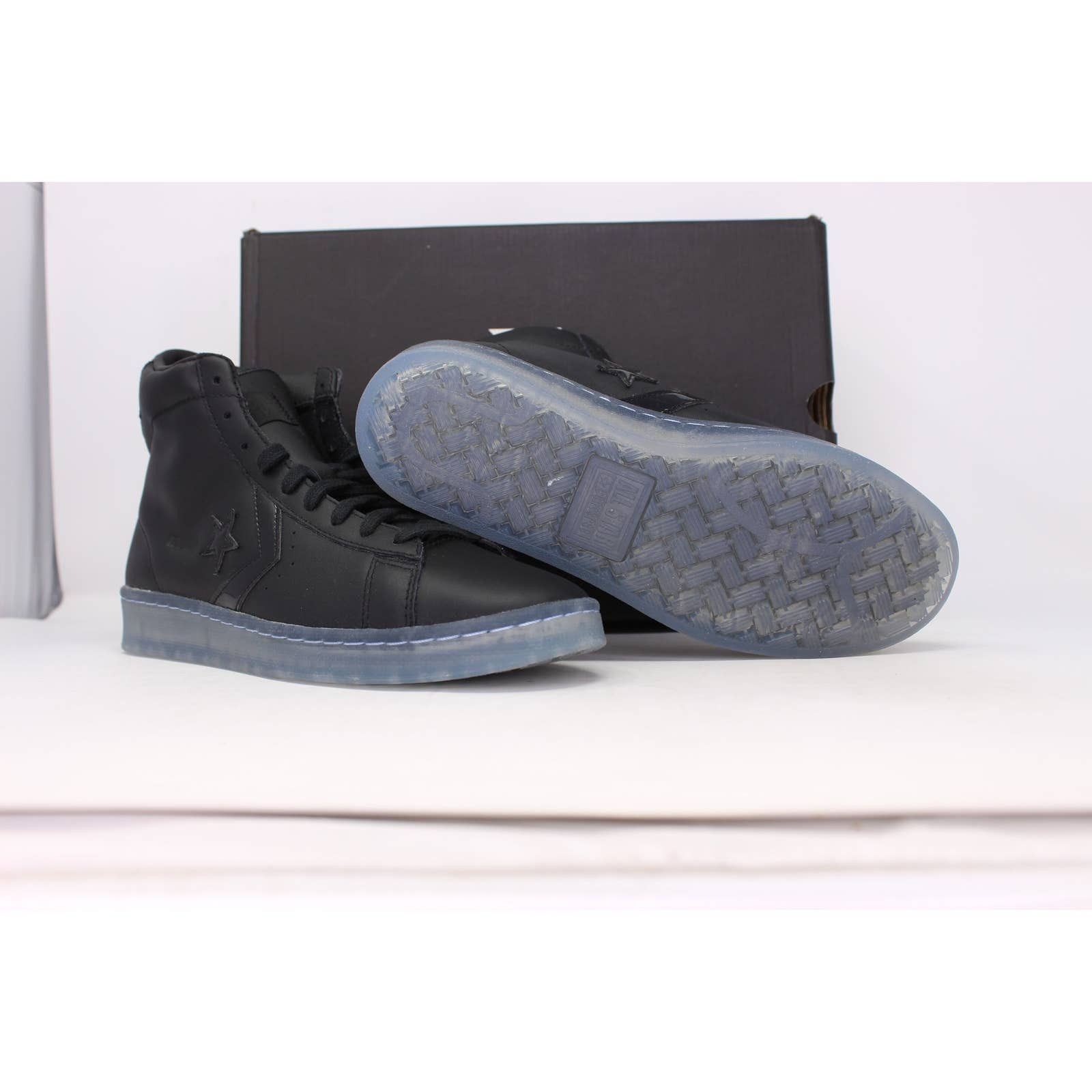 Converse Pro Leather Hi Black/Black/Clear 169501C | Grailed