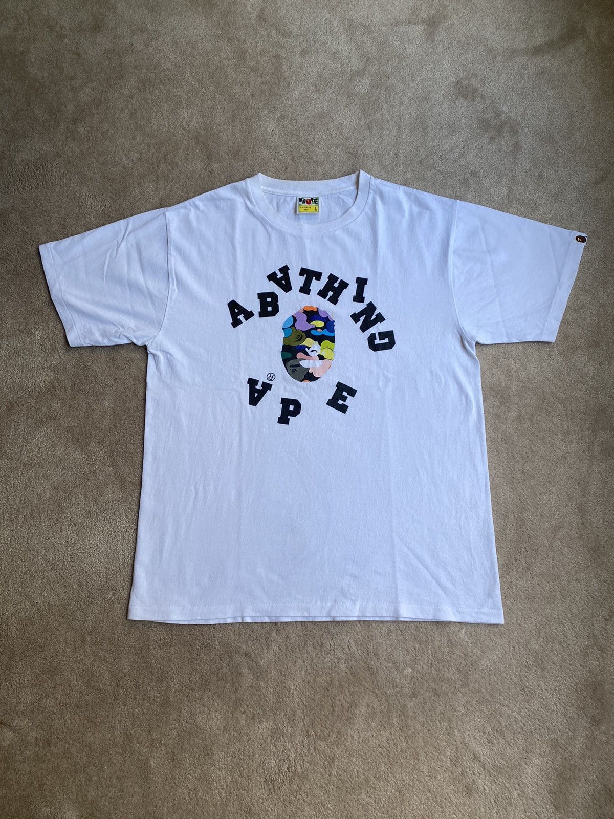 Bape Bape Scrambled Letter College Tee | Grailed