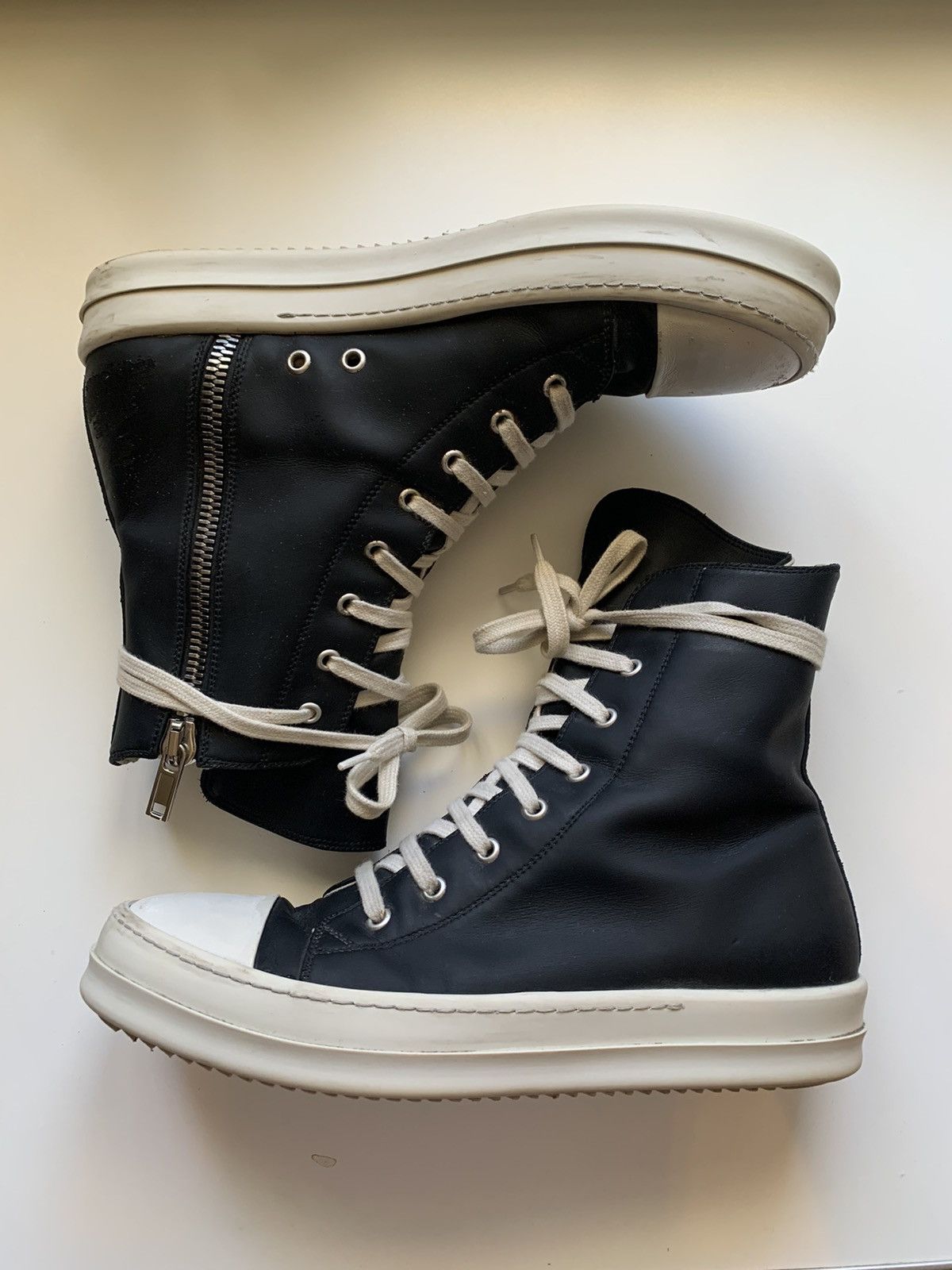 Rick Owens × Rick Owens Drkshdw Hi-top Ramones Black|Black|Milk | Grailed