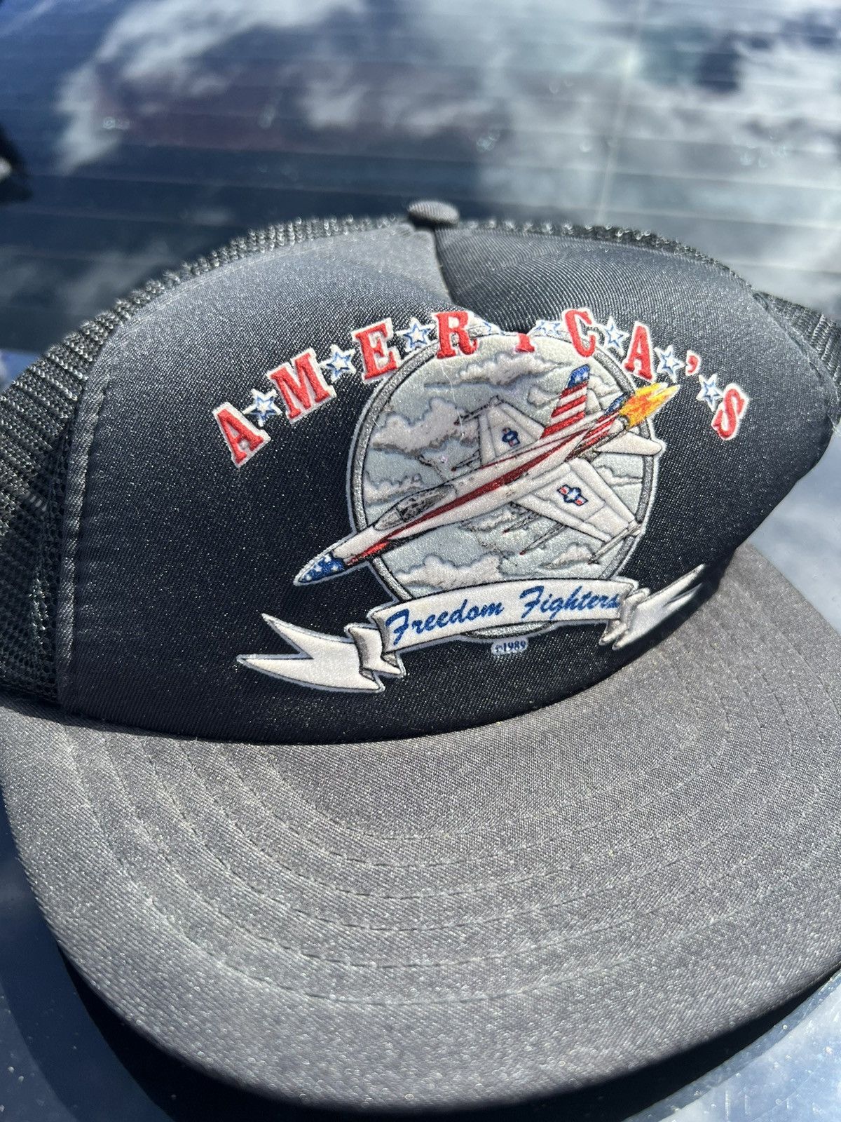 Vintage 1989 Vintage Fighter jet America freedom fighter trucker hat ...