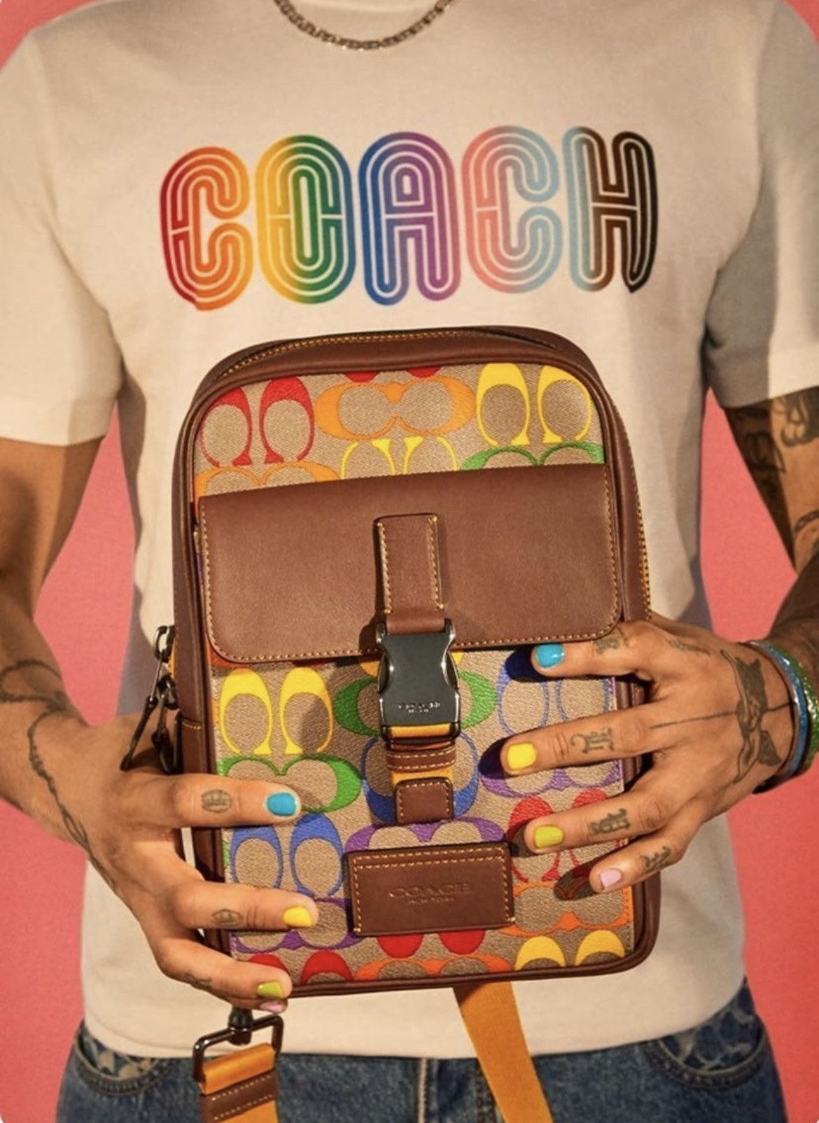 Coach Track Pack In Rainbow Signature Canvas | Grailed
