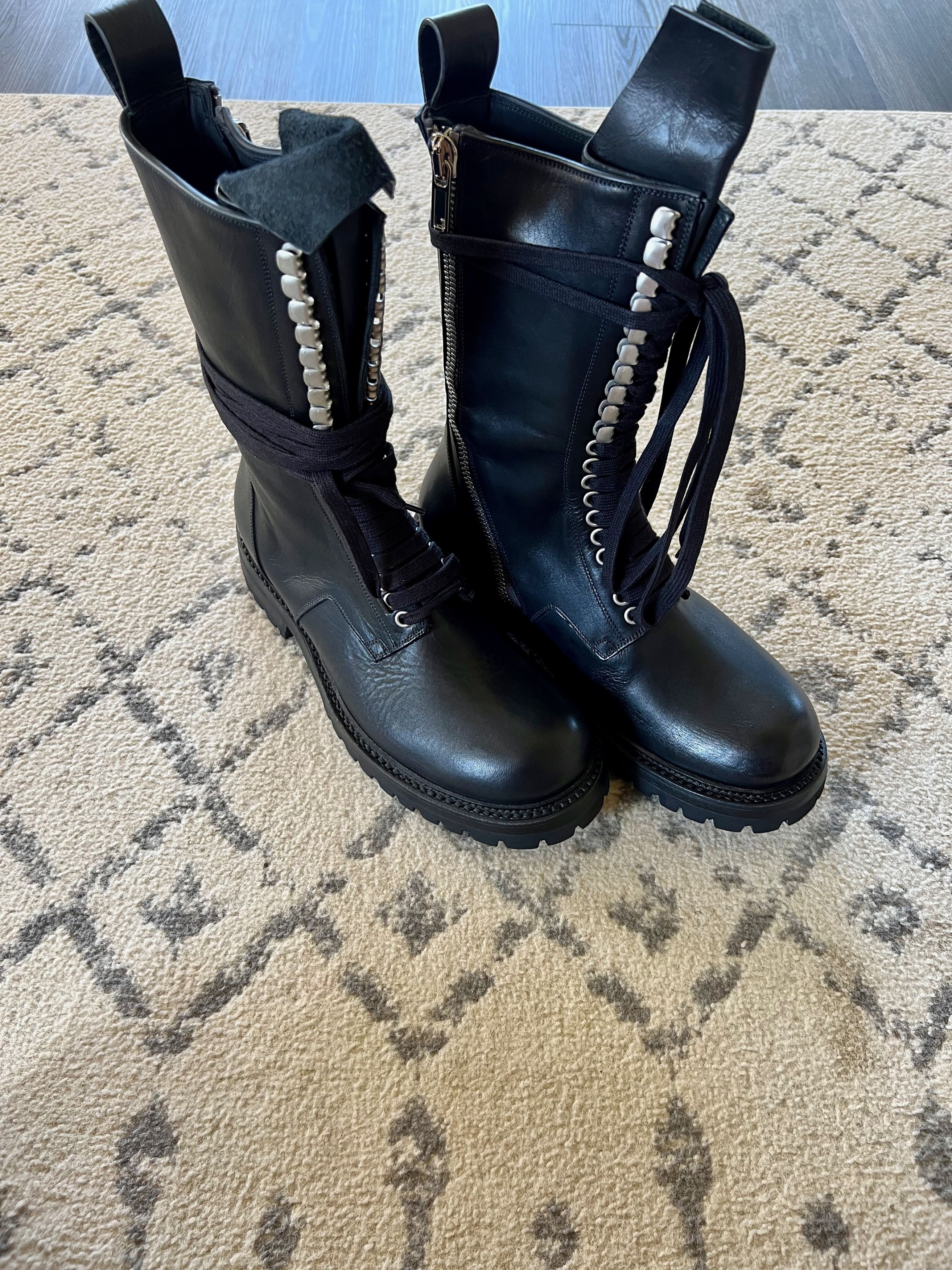 Rick Owens Ranger Lace Up Zipper Leather Boots | Grailed