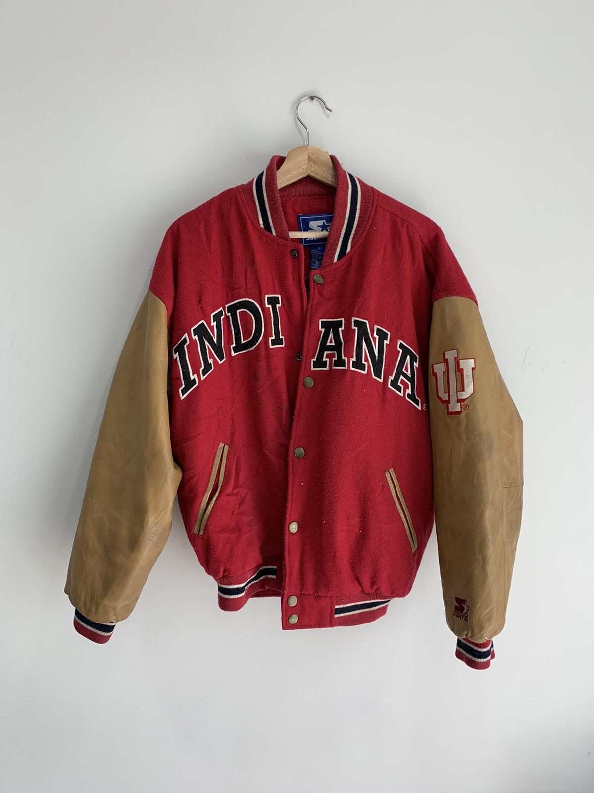 Vintage Vintage 90s Indiana University Varsity Jacket Leather sleeve ...