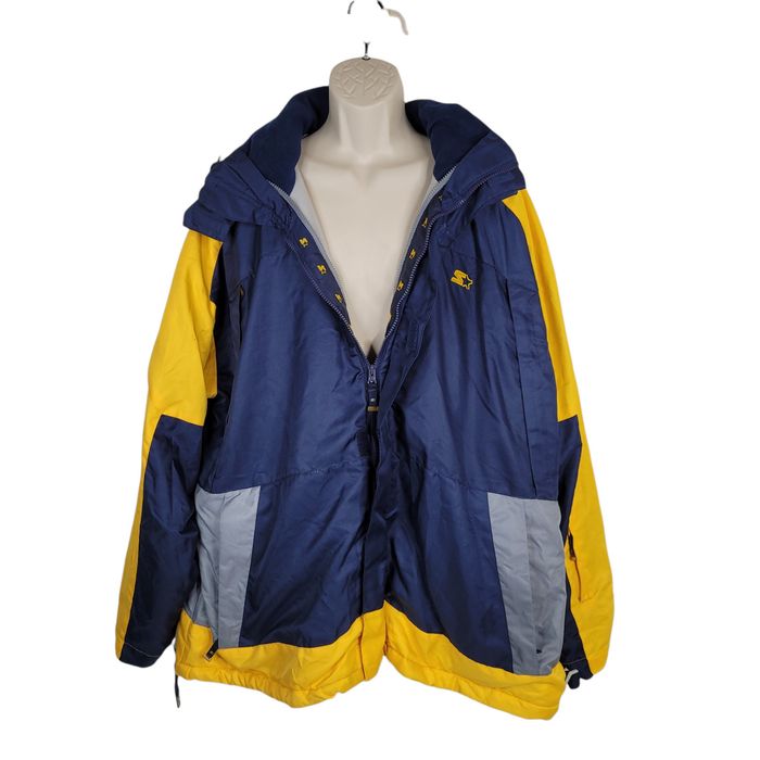 Starter Vintage Starter Jacket 2XL Blue Yellow Insulated Winter Coat ...