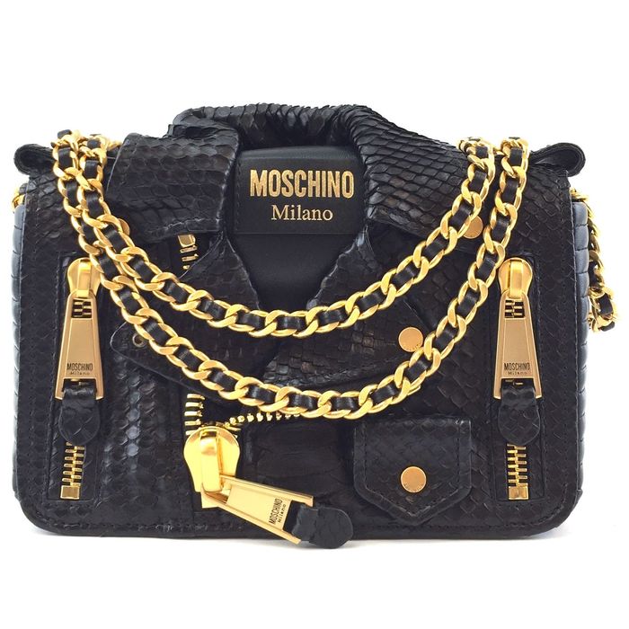 Moschino Moschino Jacket Cross Body Bag Black Python Skin Leather | Grailed