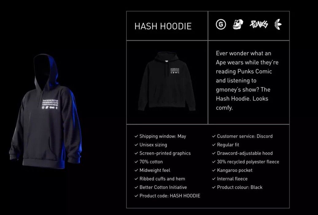 Adidas Adidas Into The Metaverse GMoney BAYC web3 NFT Hoodie Black ...