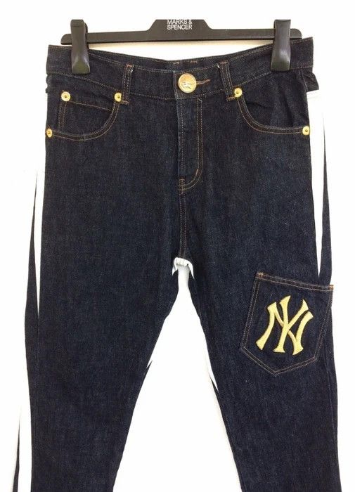 MLB New York Yankees Striped Design Hip Hop Style Denim Pant | Grailed