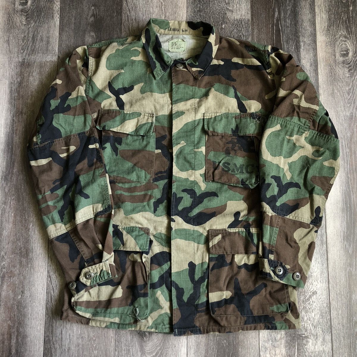 Vintage Vintage 1980s US Marine Corps Combat Camo Coat Button Jacket ...
