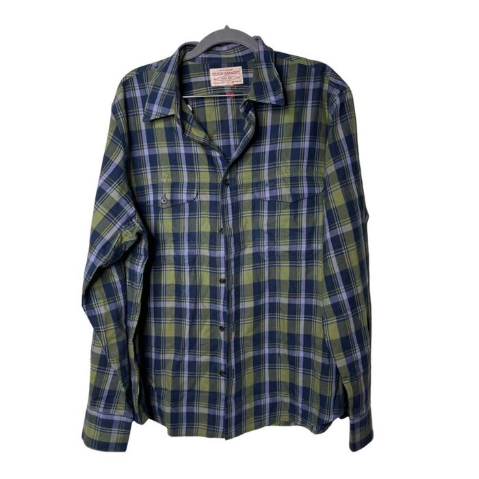 Filson Filson Garment Green Blue plaid 100% cotto button down shirt ...