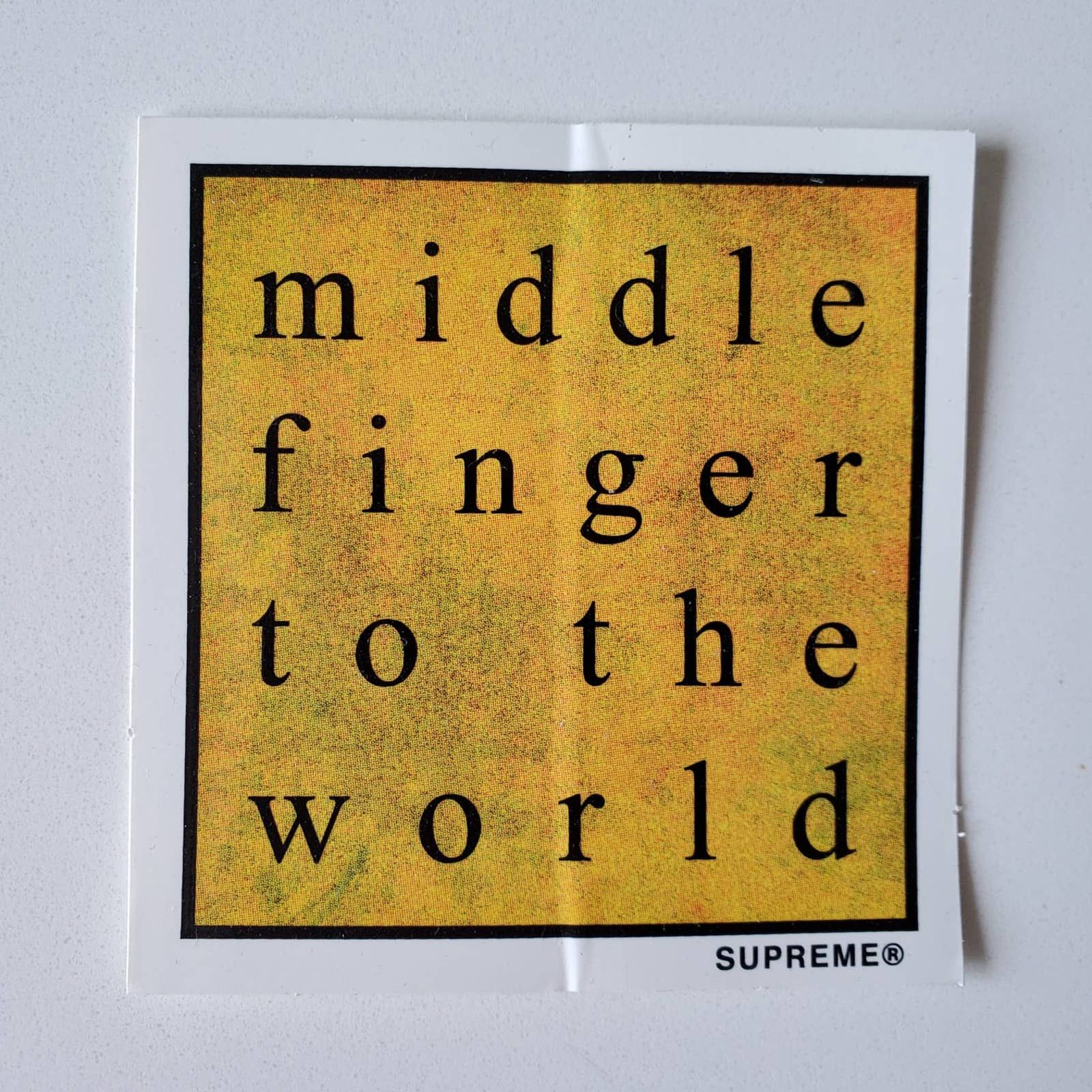 Supreme SUPREME Middle Finger To The World Sticker Logo, 3in | Grailed