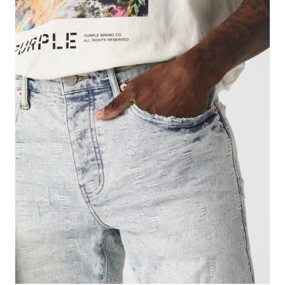 Purple Purple Brand Jeans Light Indigo Jacquard Monogram Jean | Grailed