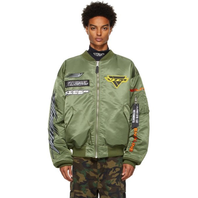 Vetements Vetements X Alpha Industries Racing Bomber Jacket Green | Grailed