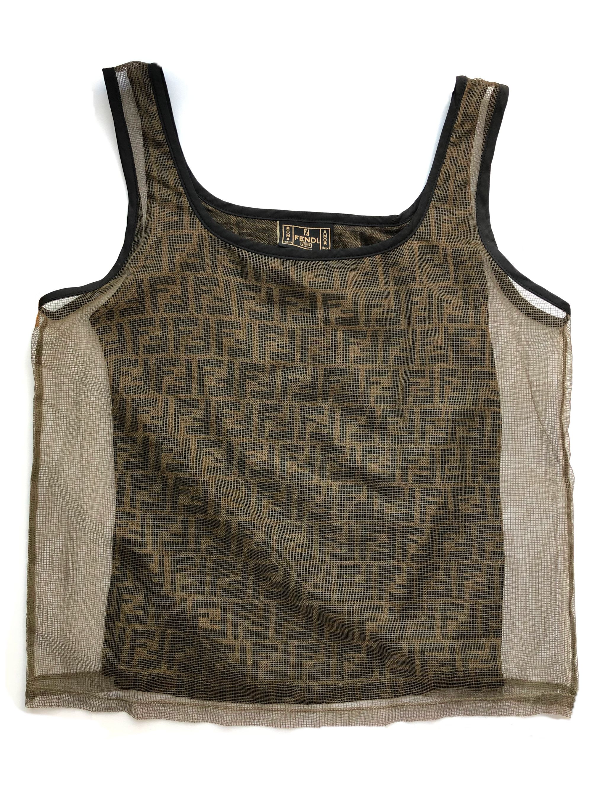 Fendi Fendi vintage 1990s FF pattern mesh tank top | Grailed